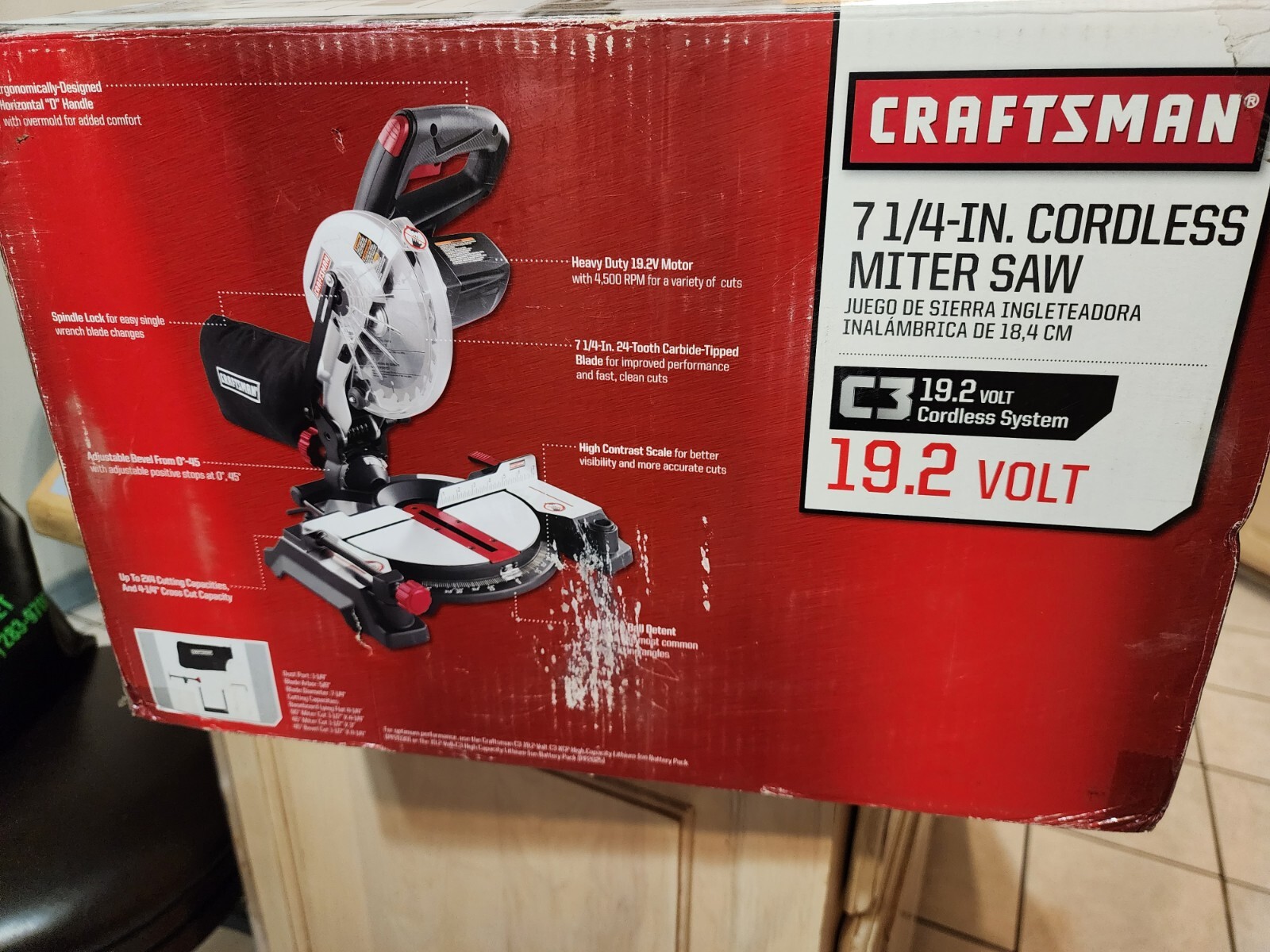 CRAFTSMAN C3 19.2 Volt 7 1/4" Cordless Compound Miter Saw | eBay