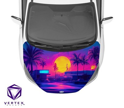 Vaporwave Cyberpunk Aesthetic Hood Wrap Vinyl Decal 50"X60" 3M Cast ...