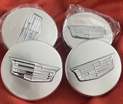 4x Cadillac (ATS CTS DTS SRX STS XLR XTS) 67mm Wheel Center Caps Silver ...