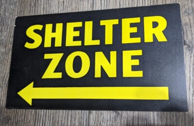 Vintage Shelter Zone Paper Cardboard Wall Sign Retro -Garage Man Cave ...