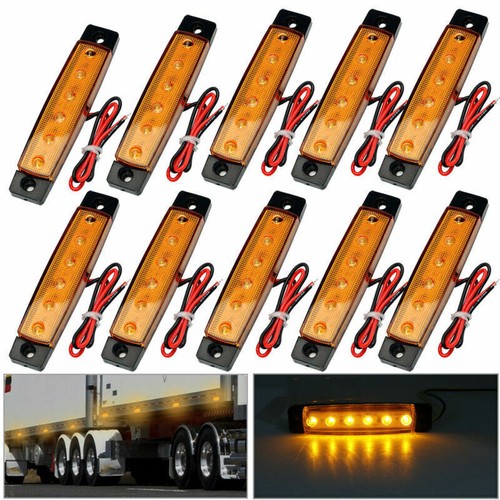 10 x 6 LED 12V Orange Amber Side Marker Indicators Lights Trailer Truck ...