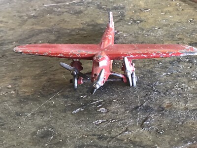 Antique Metal Toy Plane Red 3 Propellers Chippy Lead Slush Metal ...