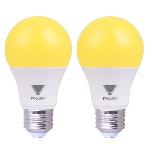 Yellow LED A19 Light Bulb 9W 60W Equivalent Yellow Bug Light Bulb 2 ...