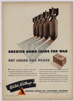 1942 Northrop Aircraft Co. Ad: Bombs for World War Two - Hawthorne ...