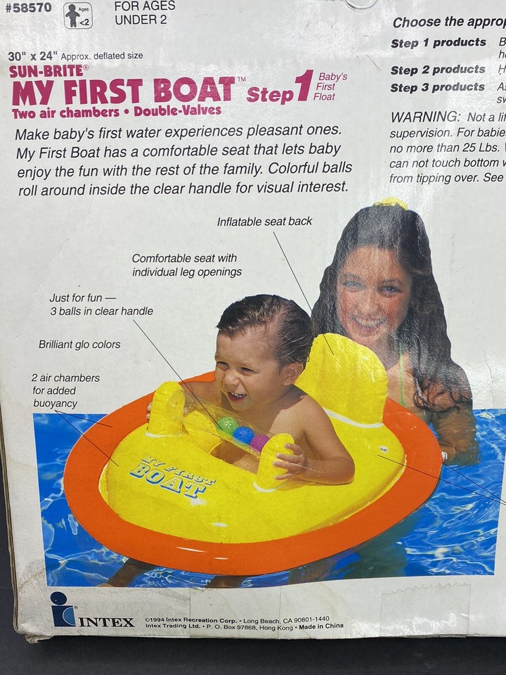 Intex My First Boat The Wet Set Pool Float NOS 1994 Orange Yellow ...