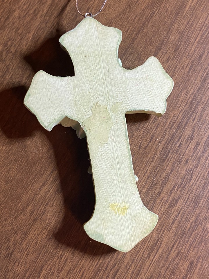Vintage Resin Hope Raises no Dust Cross Roses Religious Christmas ...