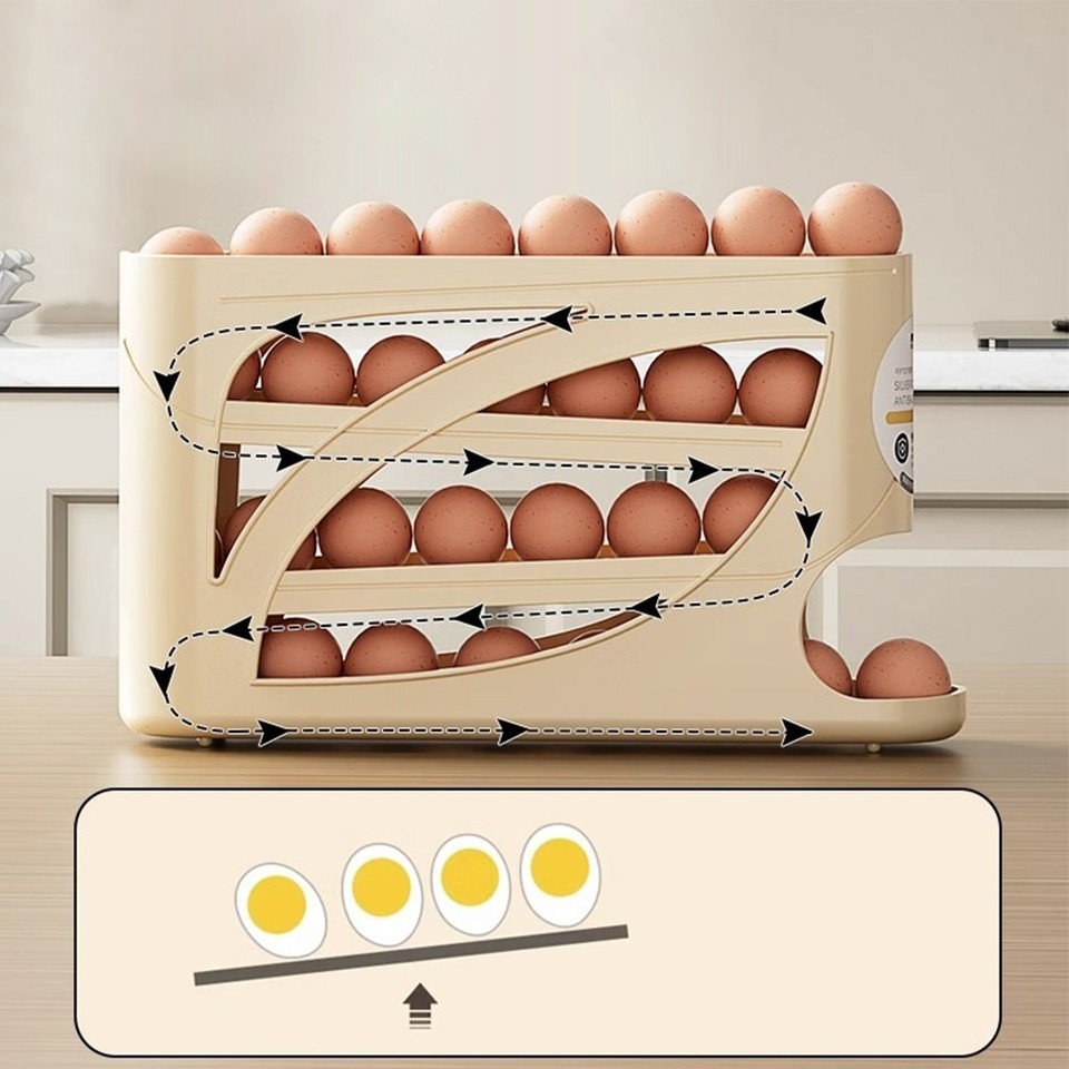 Rolling Slide Egg Storage Box for Refrigerator Side Door Efficient ...