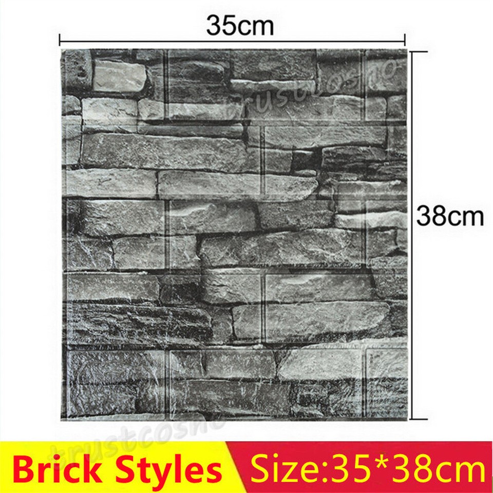 60X Large 3D Tile Brick Wall Sticker Soft Self-adhesive Waterproof Foam ...
