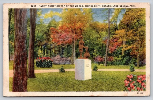 Lake Geneva Wisconsin~Andy Gump Statue @ Sidney Smith Estate~Vintage ...