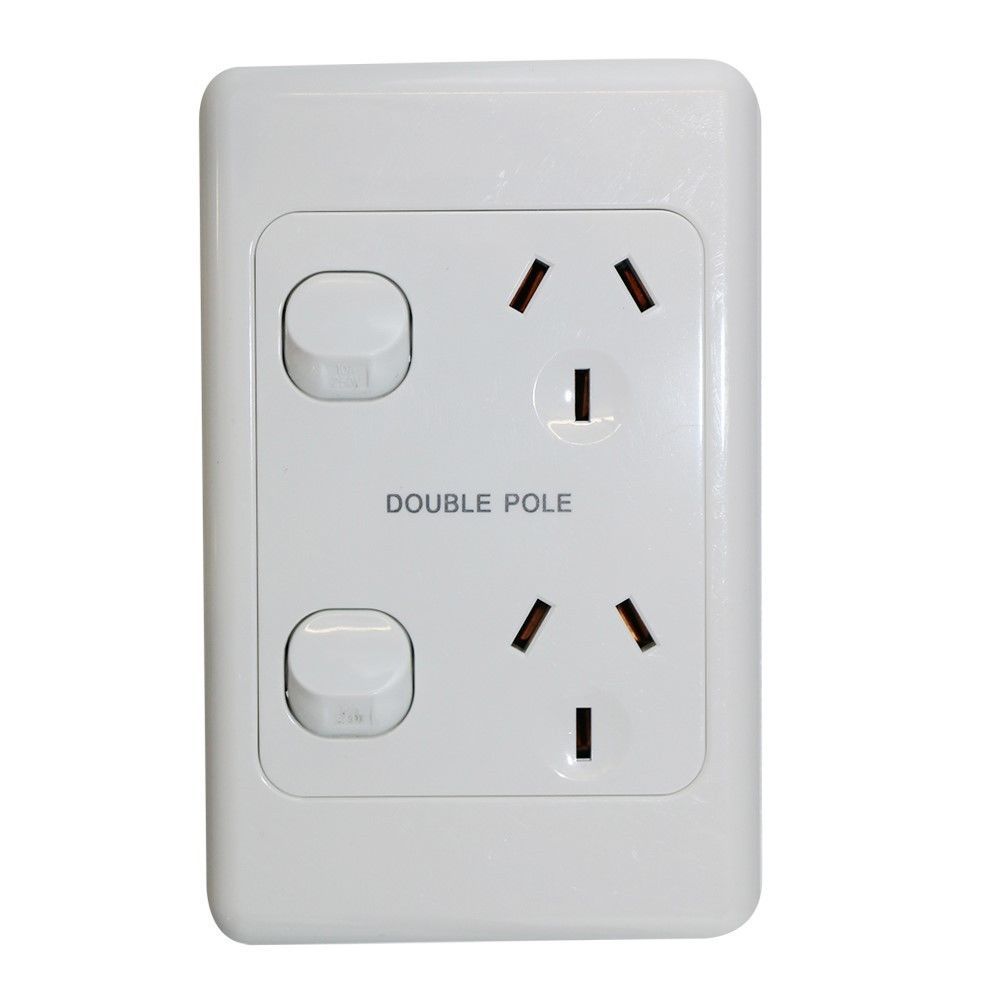 Vertical Double Pole 10A Double Power Point GPO White for Caravans ...
