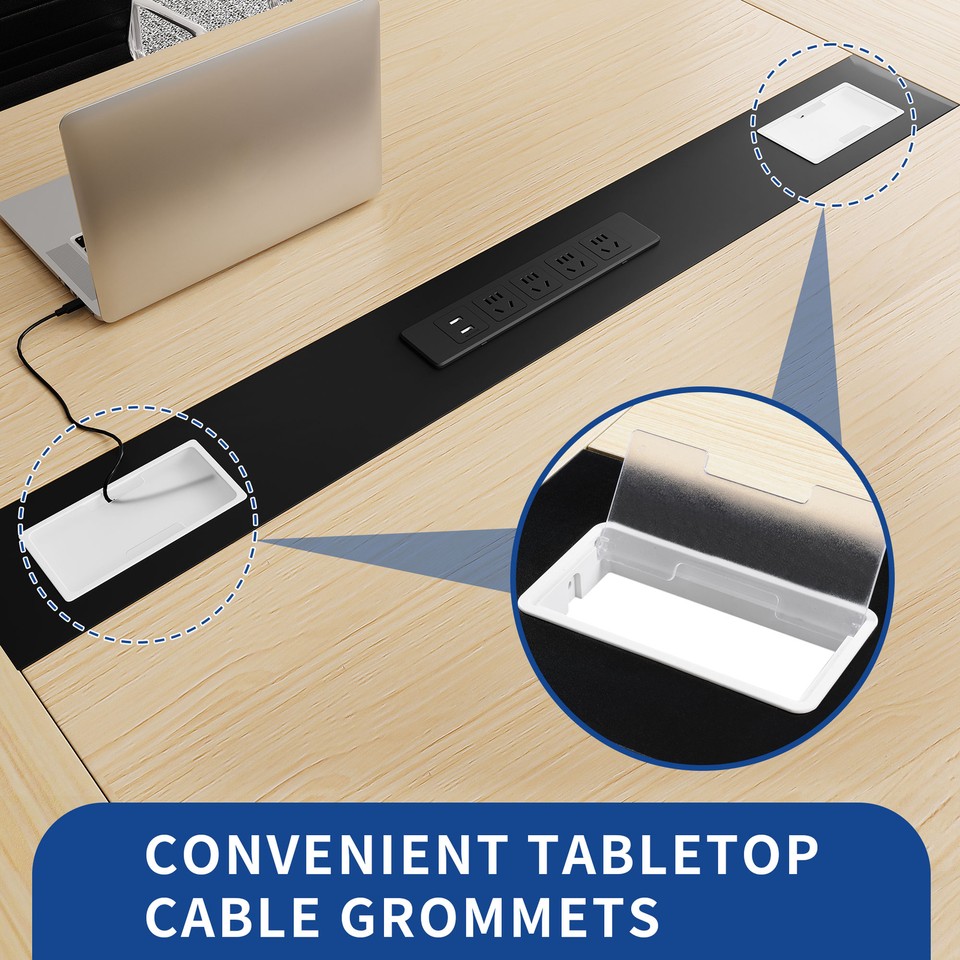 8FT Large Rectangle Conference Table Office Meeting Room Table w/ Cable ...