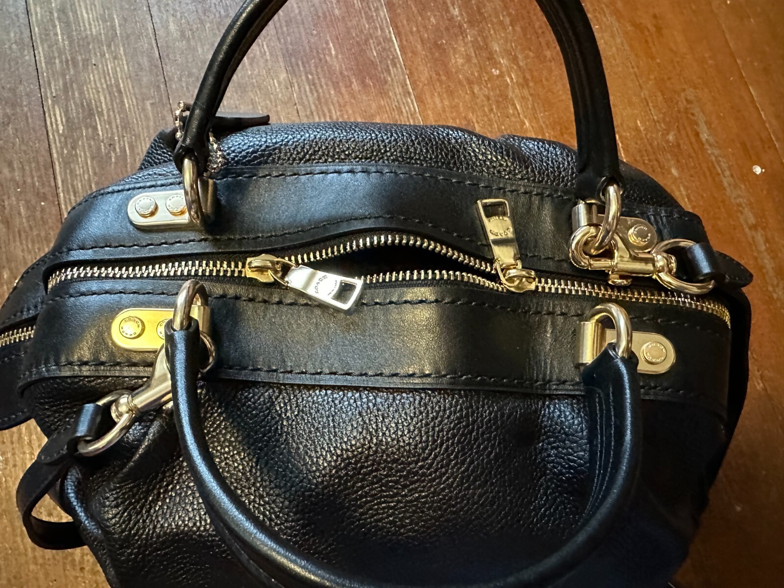 COACH NEW YORK Black Satchel Duffel Doctor Bag Gold Hardware 69621 ...