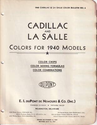 1940 CADILLAC PAINT CHIPS (DUPONT) | eBay