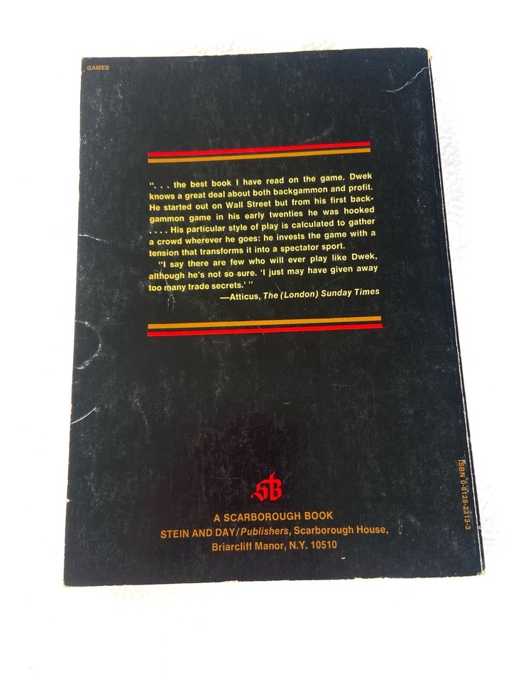 BACKGAMMON FOR PROFIT By Joe Dwek, PB, GOOD 1978 9780812823134| eBay