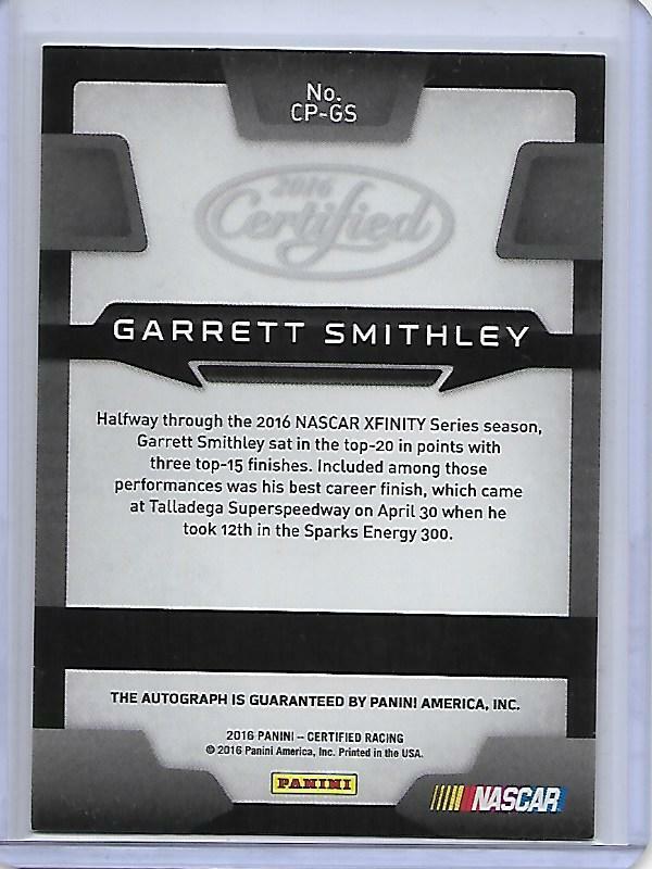 GARRETT SMITHLEY 2016 PANINI CERTIFIED POTENTIAL SIGNATURES MIRROR GOLD ...