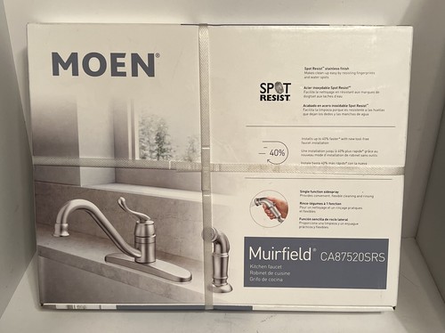 NEW SEALED Moen CA87520SRS Muirfield 1-Handle Kitchen Faucet Stainless ...