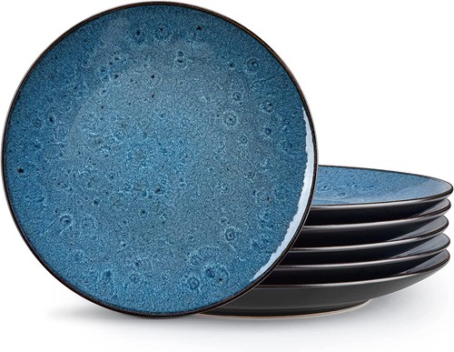 vancasso BUBBLE Blue Dinner Plate Set of 6 10.5 Inch Dish Set Large ...