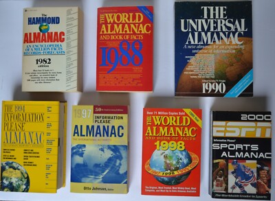 Vintage Almanacs (Lot of 7) - Very Good Condition - 1980's, 90's and ...