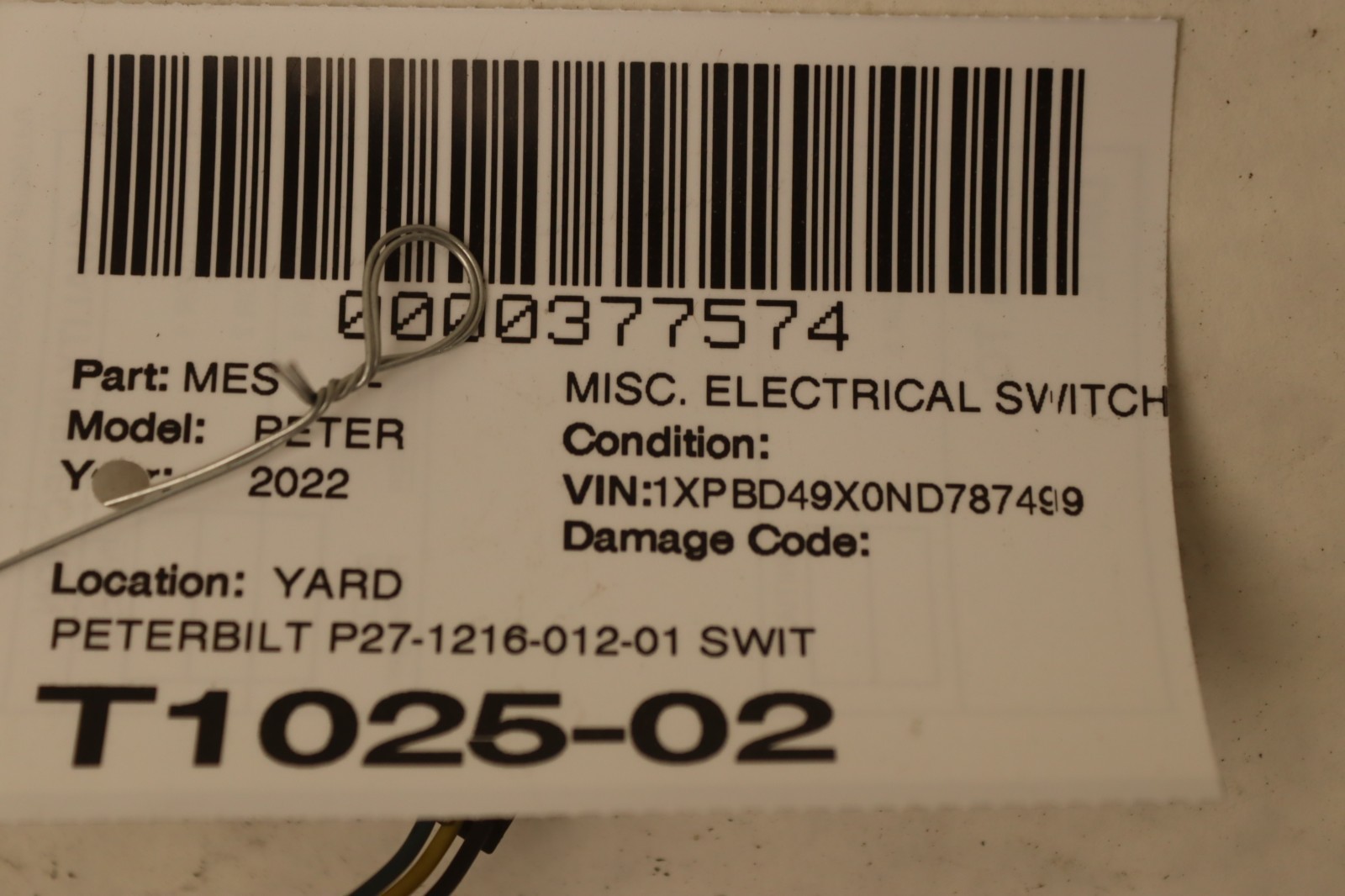 2018-2023 PETERBILT 579 PACCAR DPF START STOP SWITCH BUTTON P27-1216 ...