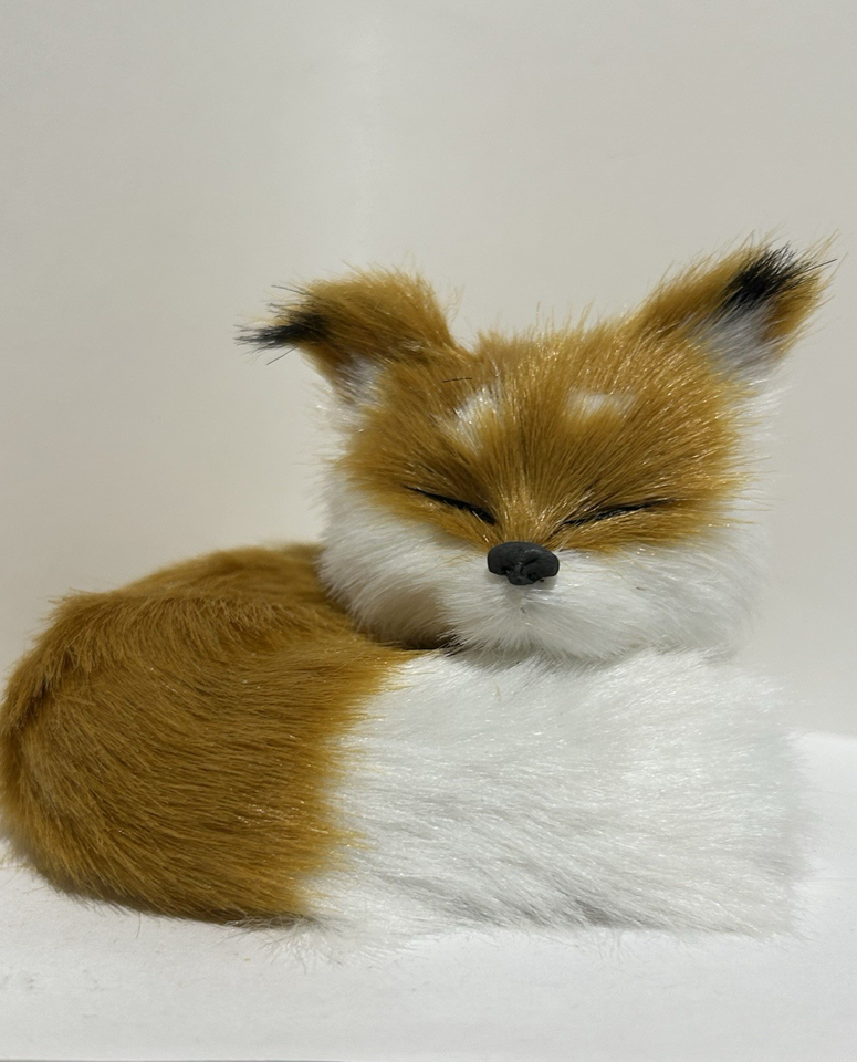 Simulation Brown Fox Toy Furs Squatting Fox Model Home Decoration ...