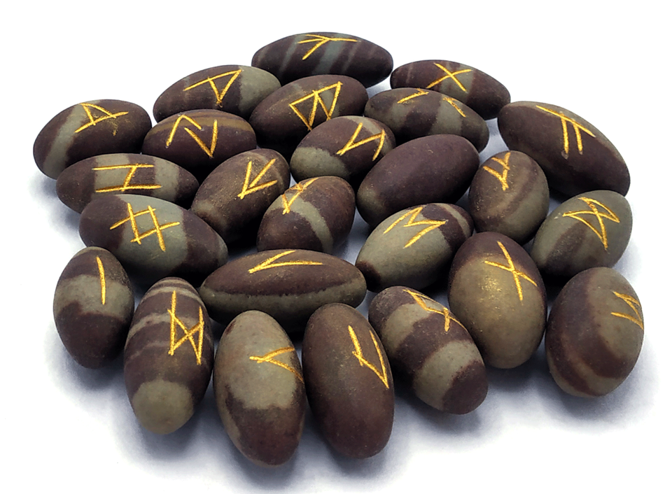 Shiva Lingam Runes Crystal Runes Set of 25 Engraved Rune Stones with ...