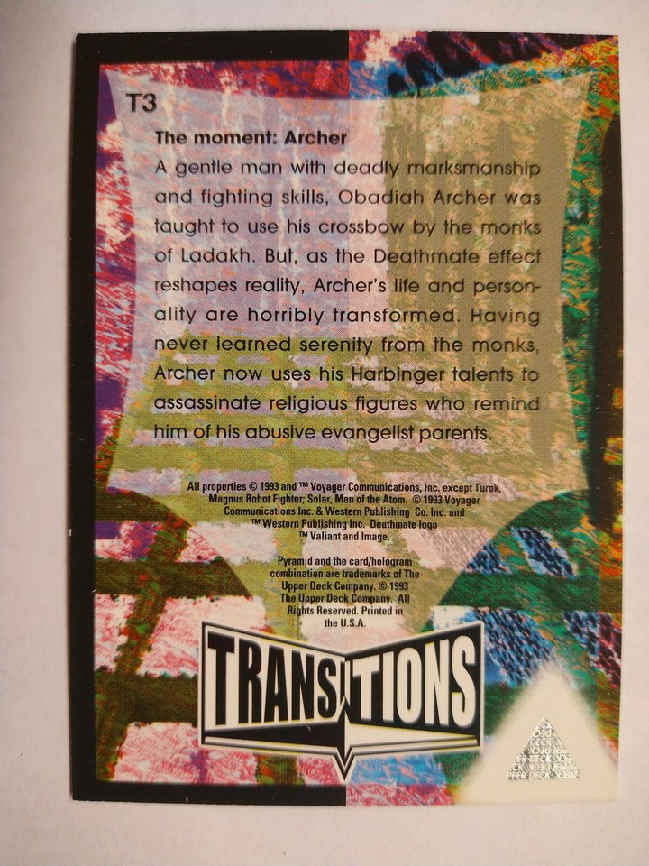 T3 Deathmate Transitions Foil Chase Trading Card 1993 Valiant NEW ...