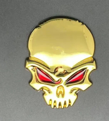 Gold Plated Alloy Demon Skull Red Eyes EMBLEM BADGE 6cmx4xm New (K1=A ...