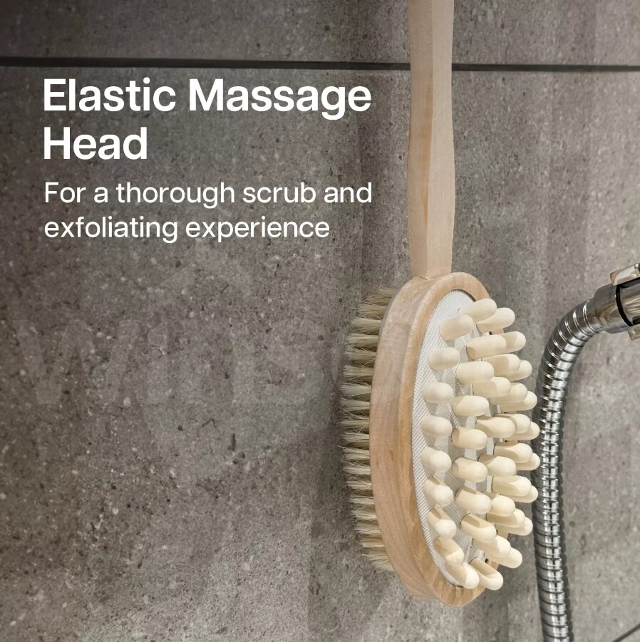 Long Handle Double Sided Shower Body Bath Bristle Brush Back Scrubber ...