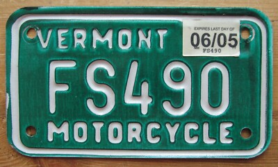 Vermont 2005 MOTORCYCLE License Plate HIGH QUALITY # FS490 | eBay