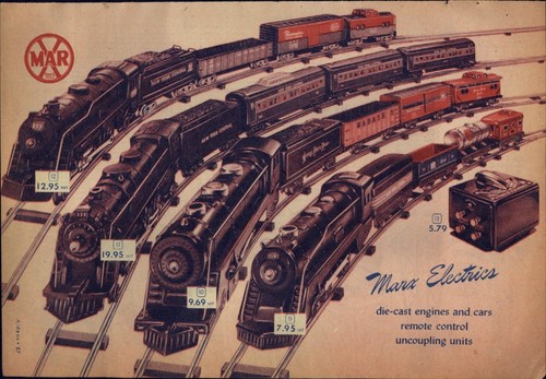 1950 PAPER AD COLOR Marx Electric Train Freight Passenger Gilbert ...