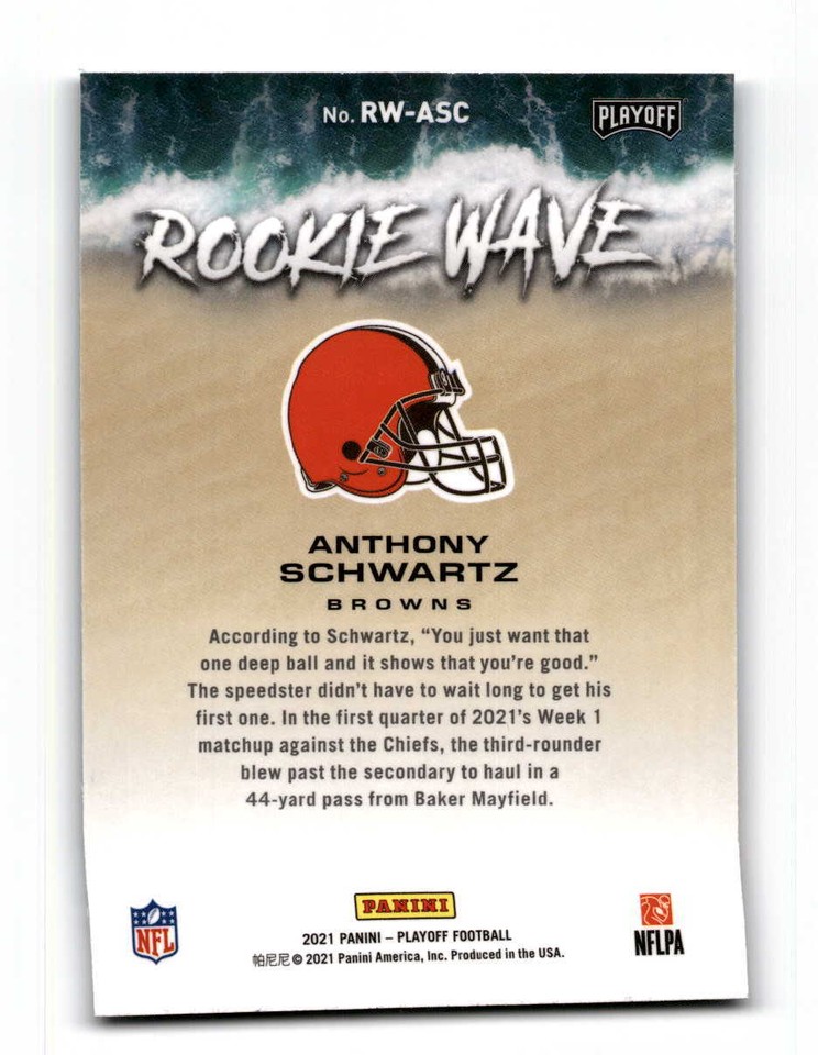 2021 Panini Playoff Rookie Wave Anthony Schwartz RW-TSE | eBay