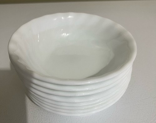 8 CORELLE White Swirl ENHANCEMENTS DESSERT BOWL Fruit Berry Sauce 5 3/8 ...