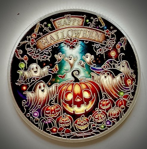 Halloween Challenge Coin-Silver Colored-Pumpkins-Moon-Ghosts | eBay