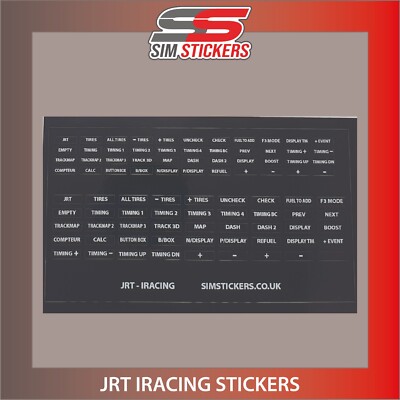BLACK JRT Stickers for Car Simulator Button Box/Wheel Joel Real Timing ...
