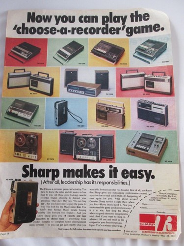 Sharp Cassette Recorders Large PRINT ADVERT 1973 RT 727X RD 426X ...