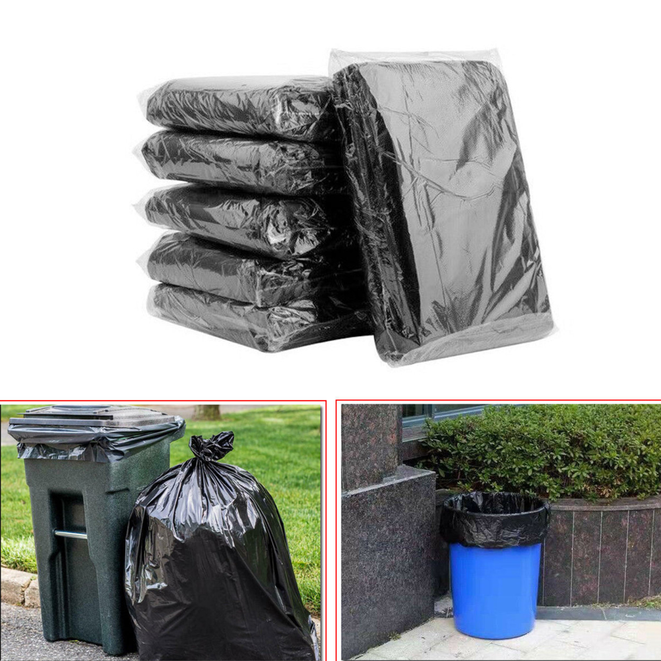 120L Heavy Duty Black Garbage Bin Bag Liners Rubbish Bags Pack of 50 ...
