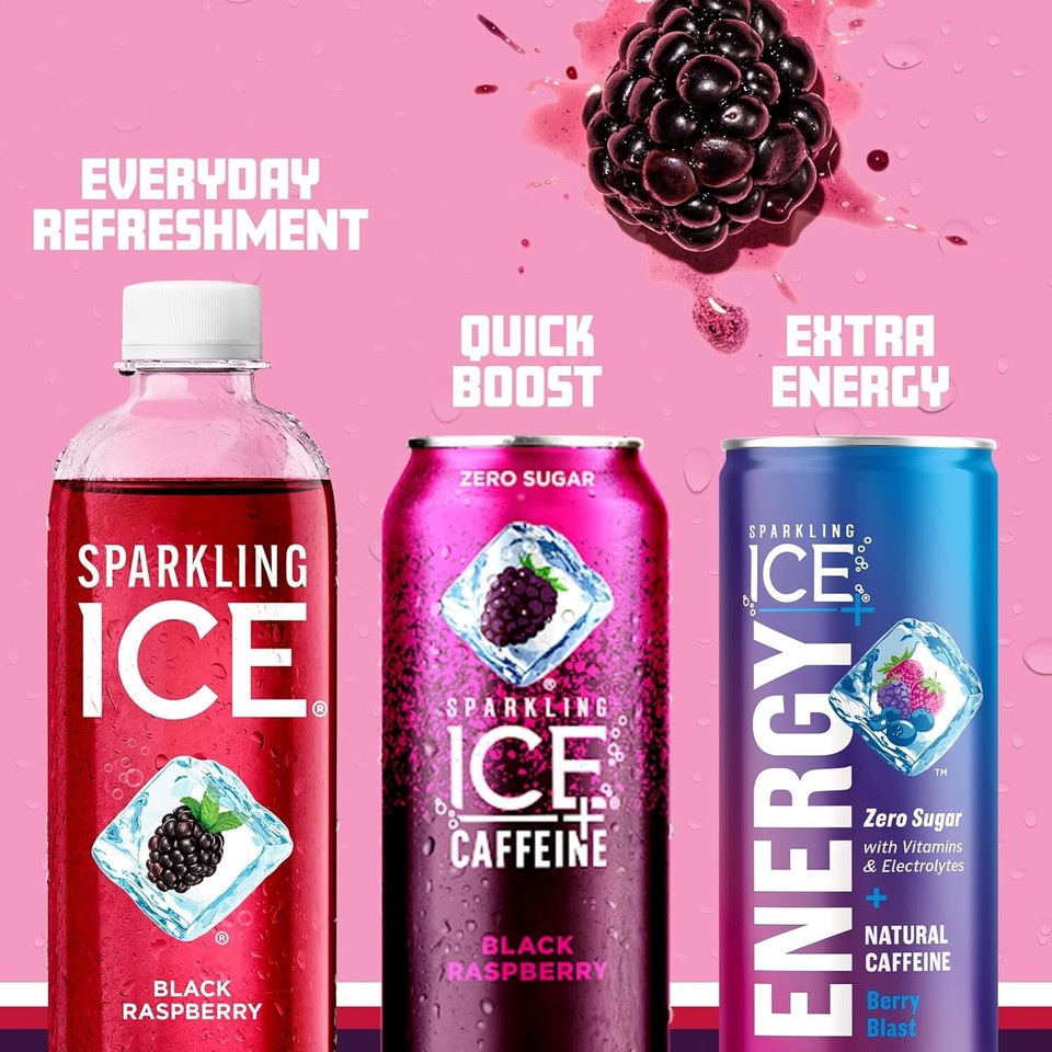Sparkling Ice Black Raspberry Sparkling Water Zero Sugar 17 fl oz Pack ...