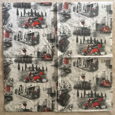 4 paper napkins Italian Streets City for art craft and decoupage. Lunch ...