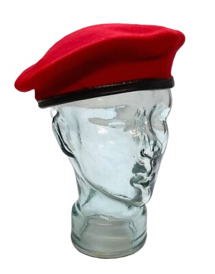 Rouge Army Béret GB Old Motif Compton Webb Limitée 100% Laine Cuir Bord ...