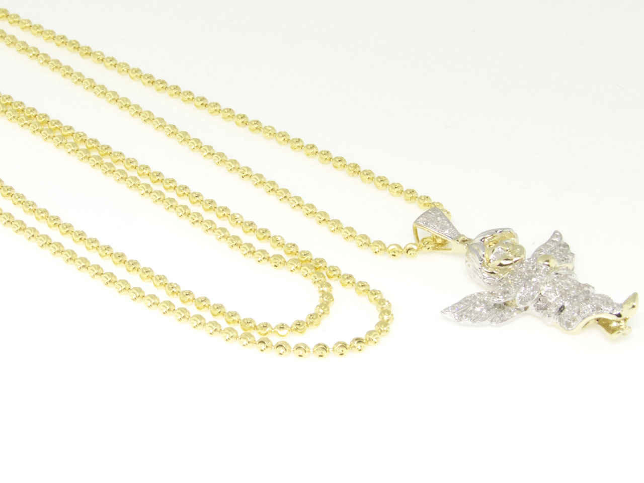 Men Ladies 10K Yellow Gold Mini Micro Angel Jesus Diamond Piece Pendant ...