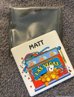 Las Vegas Slot Machine Personalized "Matt" Ceramic Tile Refrigerator ...
