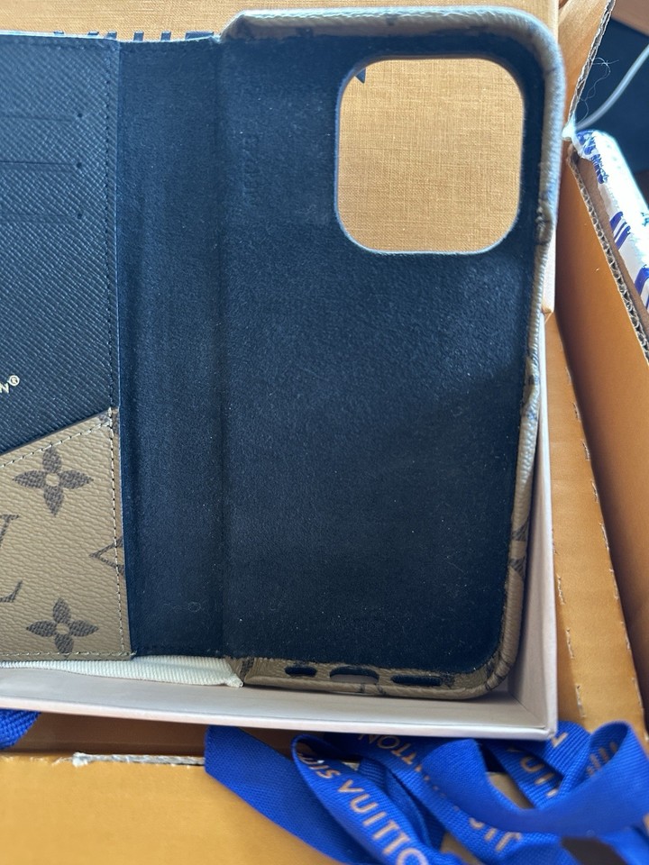 Rare! Louis Vuitton Cell Phone Rev Mono Case Folio Wallet iPhone 15 Pro ...