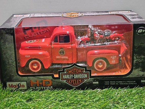 Maisto Harley-Davidson Fire Dept. 48 Ford F-1 P/U & 36 EL Knucklehead 1 ...
