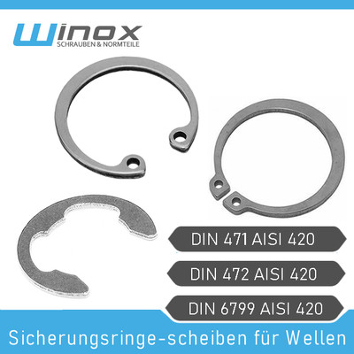 Sicherungsringe für Wellen DIN 471 DIN 472 DIN 6799 Edelstahl Ringe ...