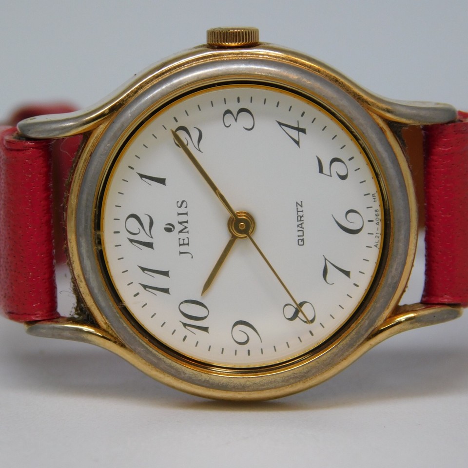 JEMIS Genuine Leather Quartz Analog Women's Watch New Battery | eBay