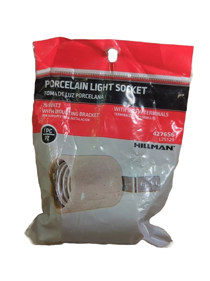 HILLMAN Porcelain Light Socket Replacement 75w. 1pc. W/ Mounting Clip ...
