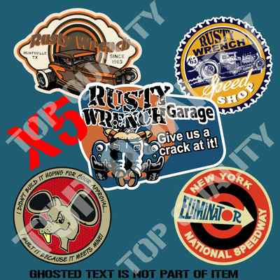 RUSTY WRENCH SHOP X5 MEGA PACK DECAL STICKER SET HOT ROD RAT ROD DECALS ...