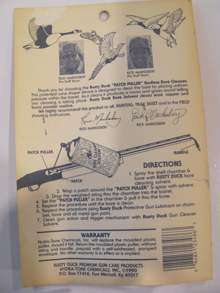 RUSTY DUCK PATCH PULLER RODLESS BORE CLEANER SHOTGUN BORE CLEANER KIT ...