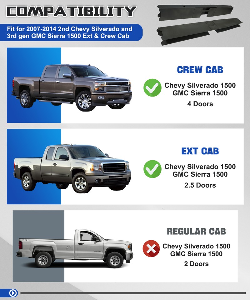 Full Center Frame Rust Repair Frame Kit For 2007-2014 Chevy/GMC 1500 ...