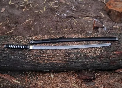 Japanese Battle Sword Samurai Katana Sharp Damascus Steel Blade Full ...